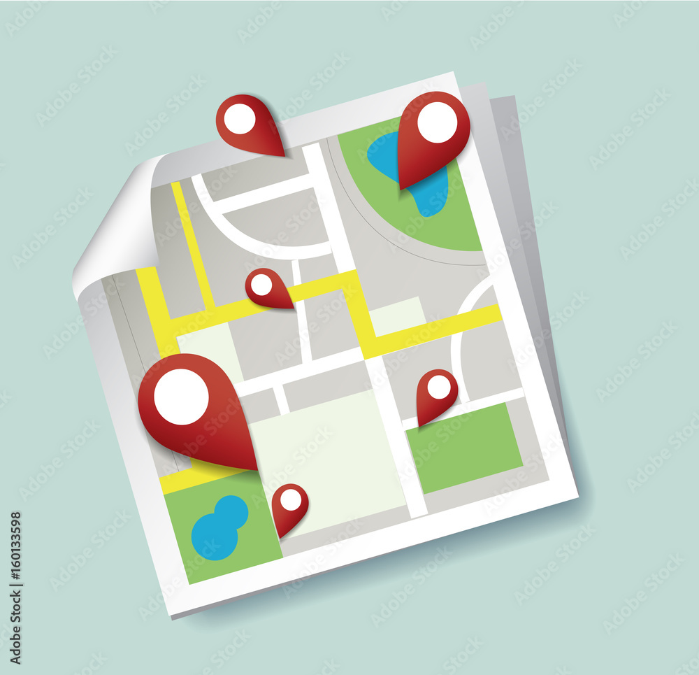 you are here, pin location icon and map vector, the concept of travel ...
