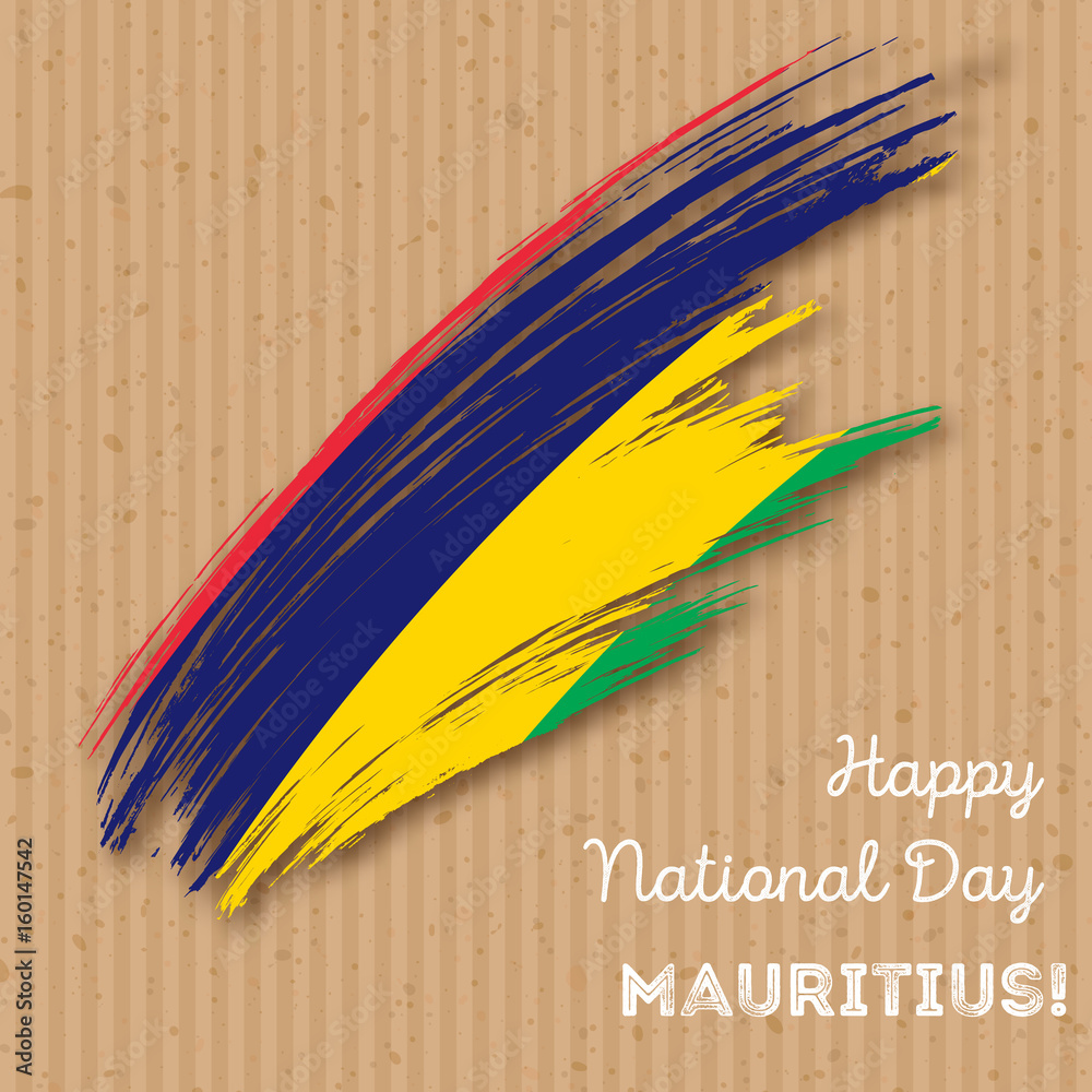 Mauritius Independence Day Patriotic Design. Expressive Brush Stroke in ...