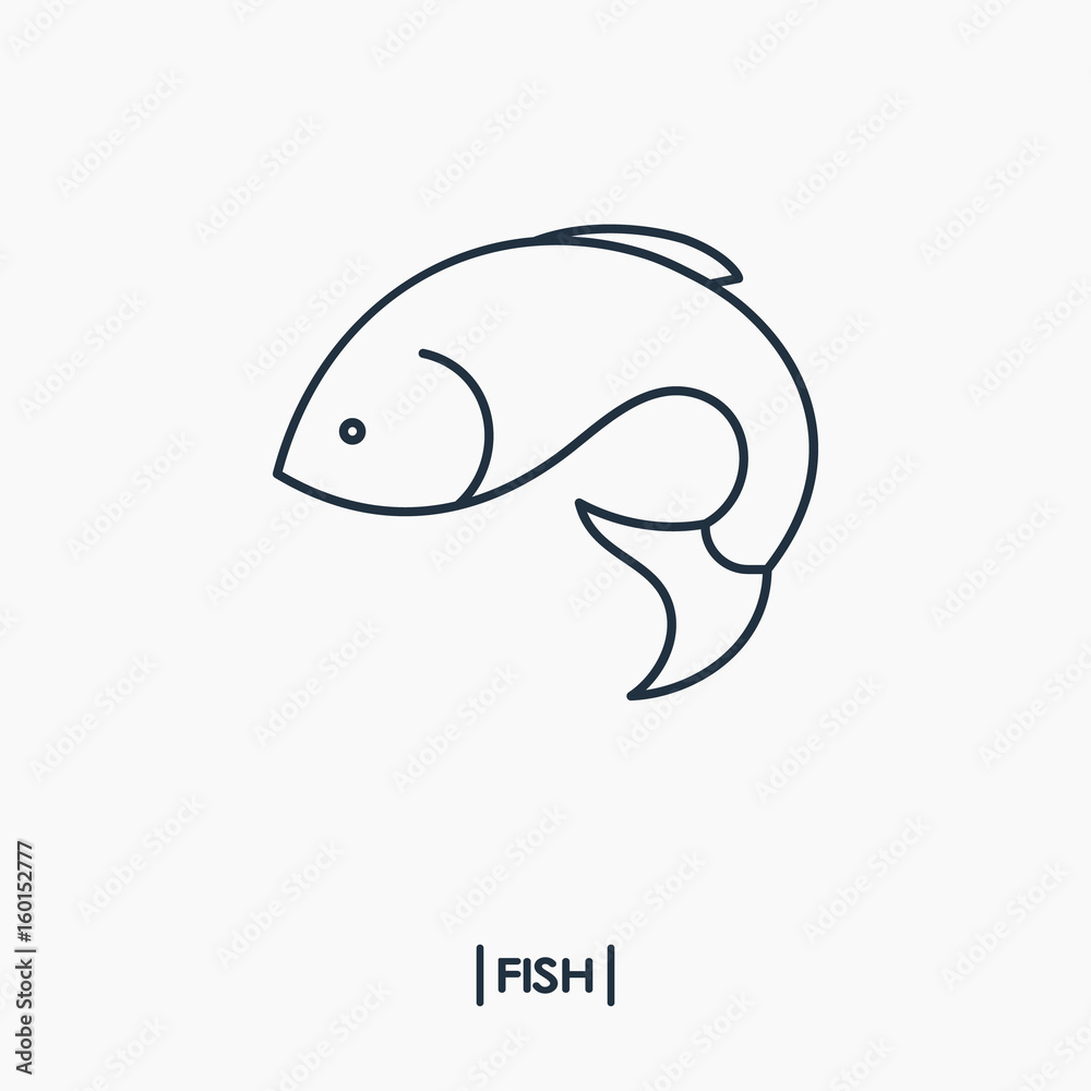 Fish outline icon Stock Vector | Adobe Stock