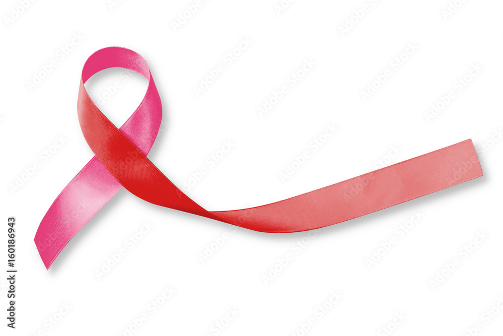 Foto Stock Pink ribbon - Red ribbon (isolated with clipping path) on ...