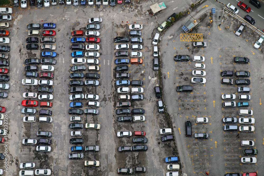 Congested parking lot in an open space car park Stock Photo | Adobe Stock