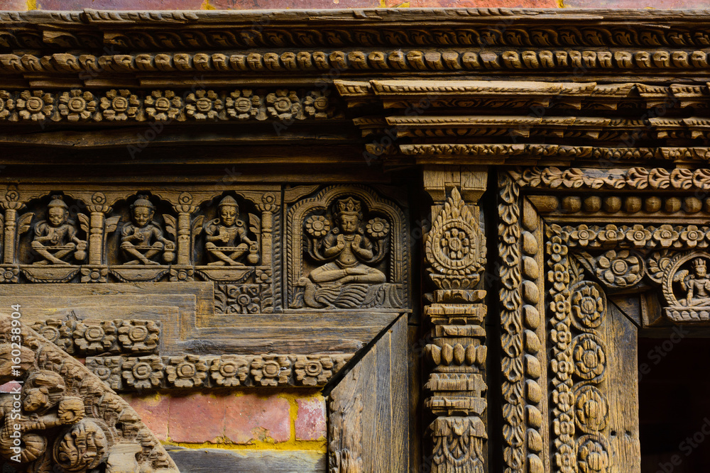 Photo & Art Print textures on the door frame in the palace in Patan ...