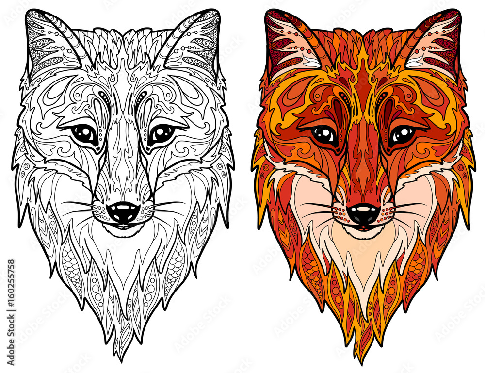 Fox Head Coloring Page