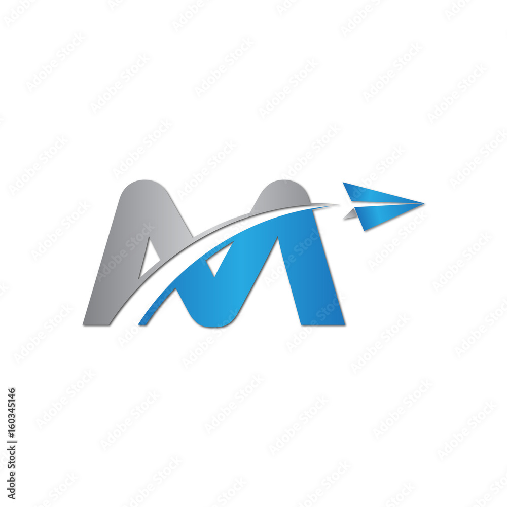 initial letter M logo Origami paper plane Stock Vector | Adobe Stock