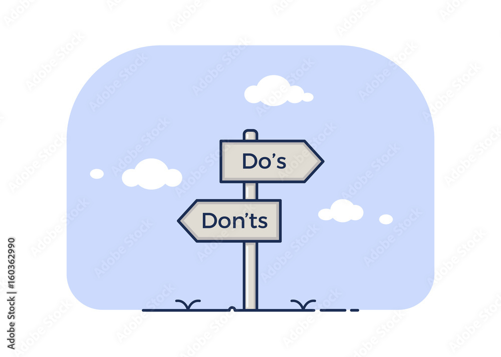 Sign post indicating Do's vs Don'ts. Vector illustration Stock Vector ...