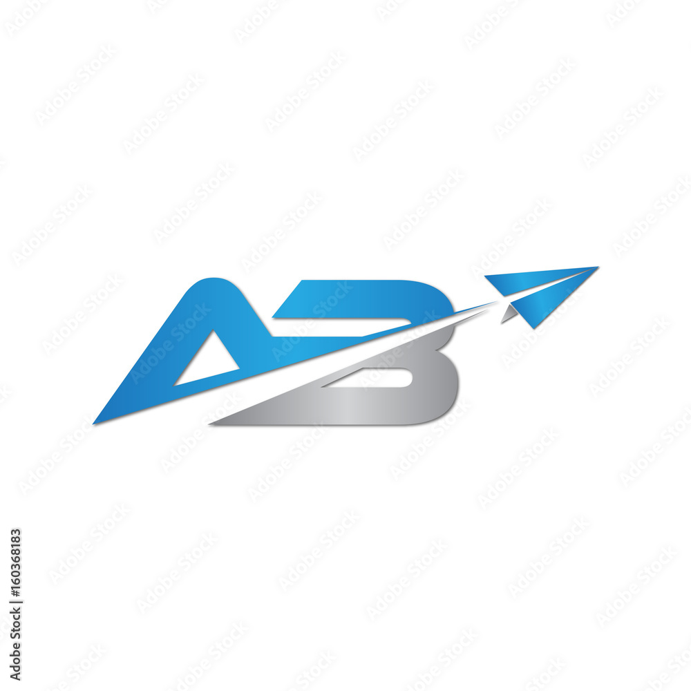 initial letter AB logo origami paper plane Stock Vector | Adobe Stock