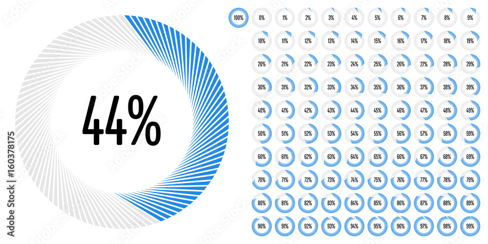 Set of circle percentage diagrams from 0 to 100 ready-to-use for web ...
