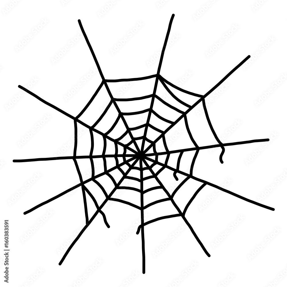 Spider Web Cartoon Vector And Illustration Black And White Hand Drawn Sketch Style