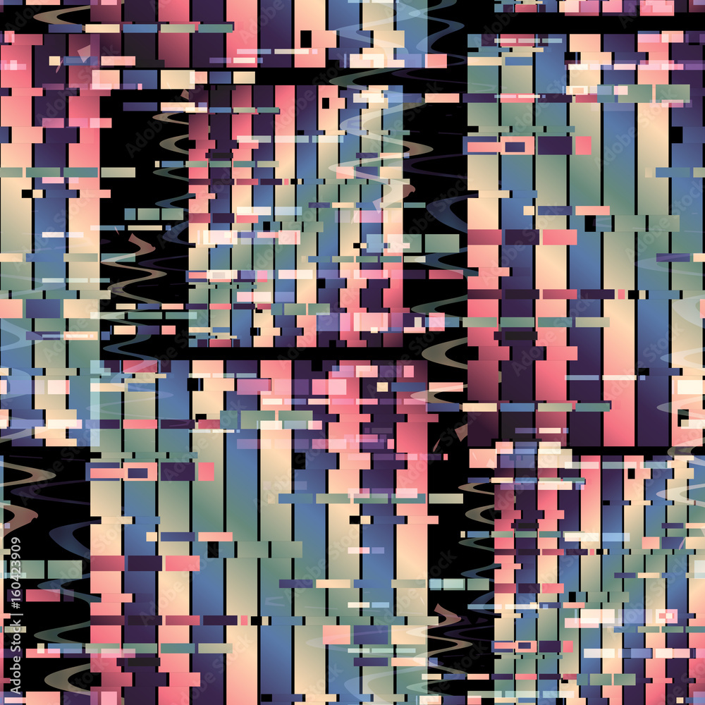 Retrofuturistic seamless pattern with glitch design. Cyberpunk ...
