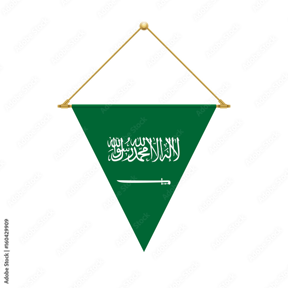 Saudi Arabian triangle flag hanging, vector illustration Stock Vector ...