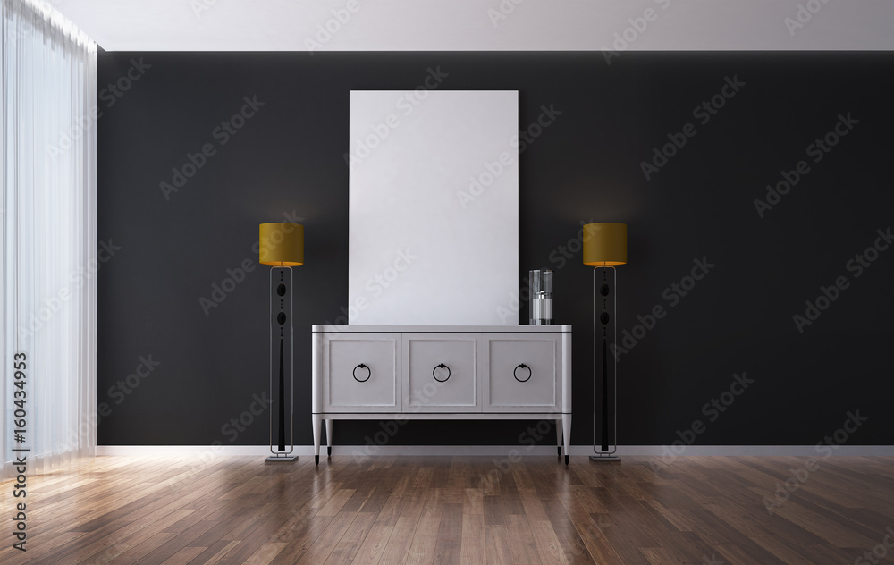 Minimal living room and black wall texture Stock Photo | Adobe Stock