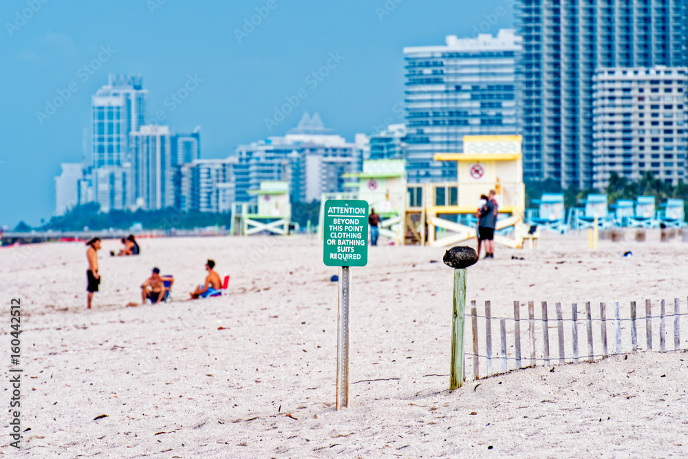 Nudity signage on Haulover Beach, Miami, Florida Stock Photo | Adobe Stock