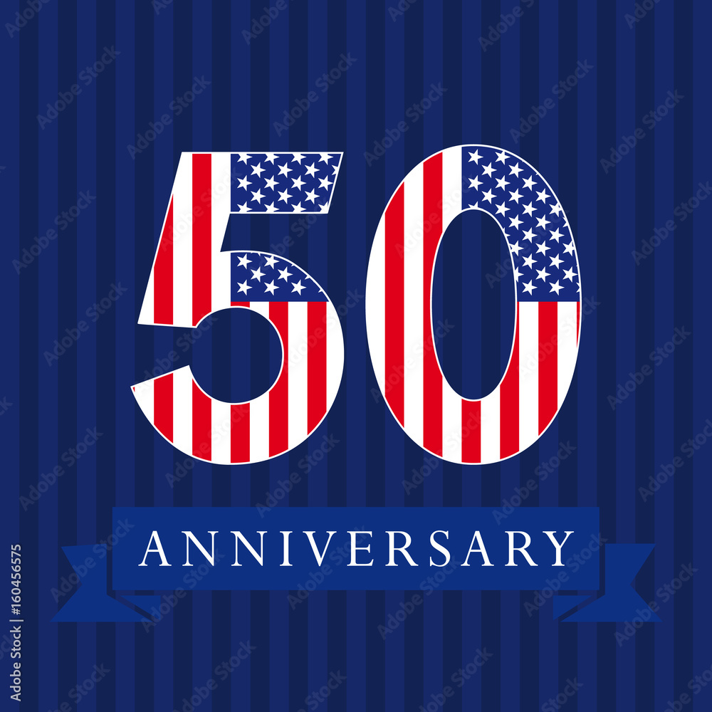 Anniversary 50 US flag logotype. Template of celebrating 50 th ...