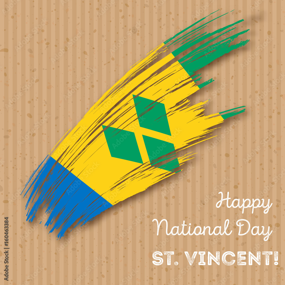 St. Vincent Independence Day Patriotic Design. Expressive Brush Stroke ...