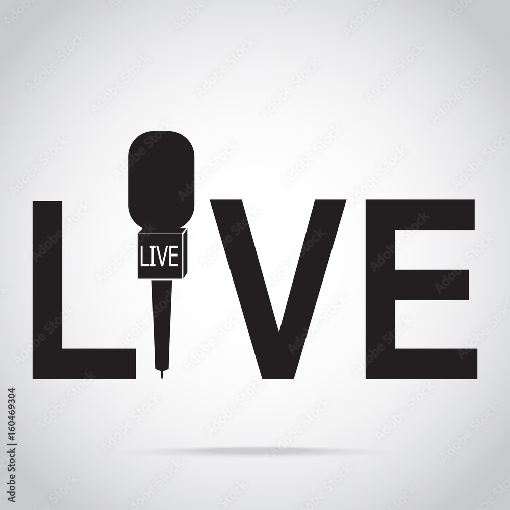 Live stream and microphone icon, live streaming sign, journalist ...