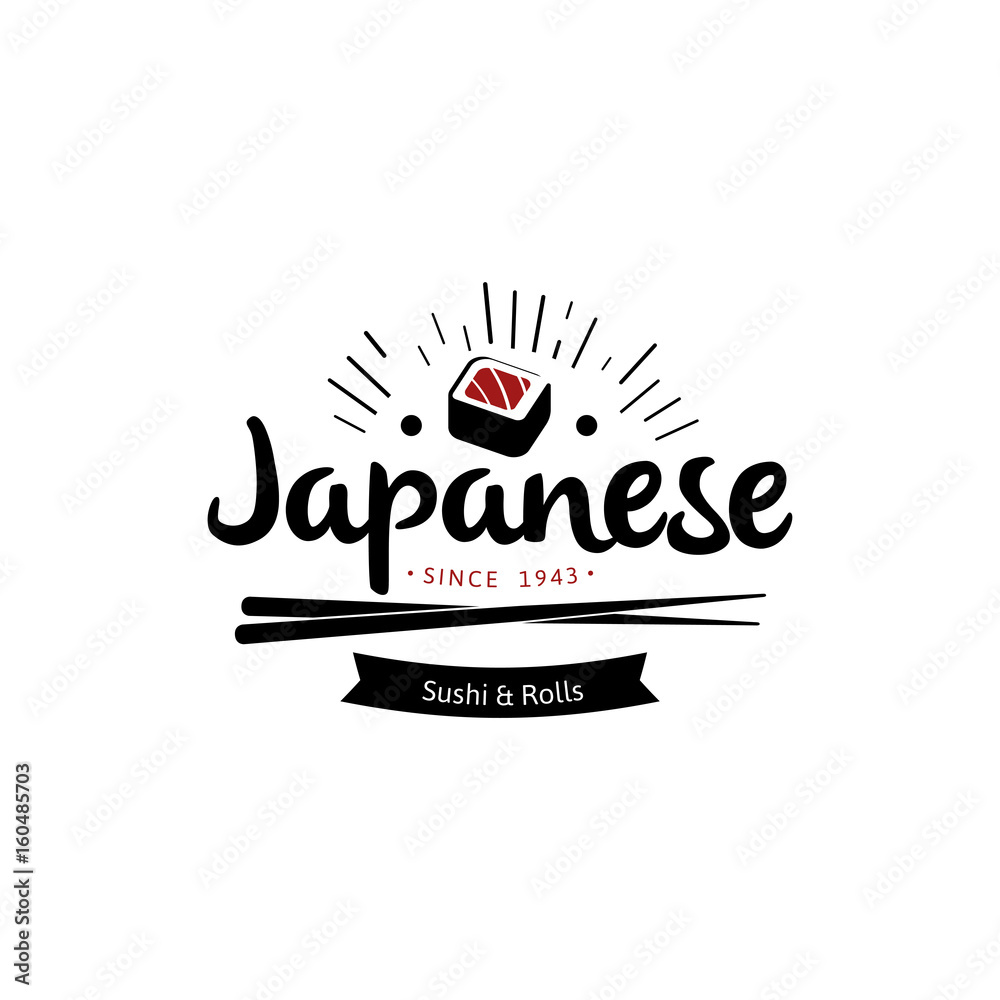 Vector logo and emblem for restaurants of Japanese food in a retro ...