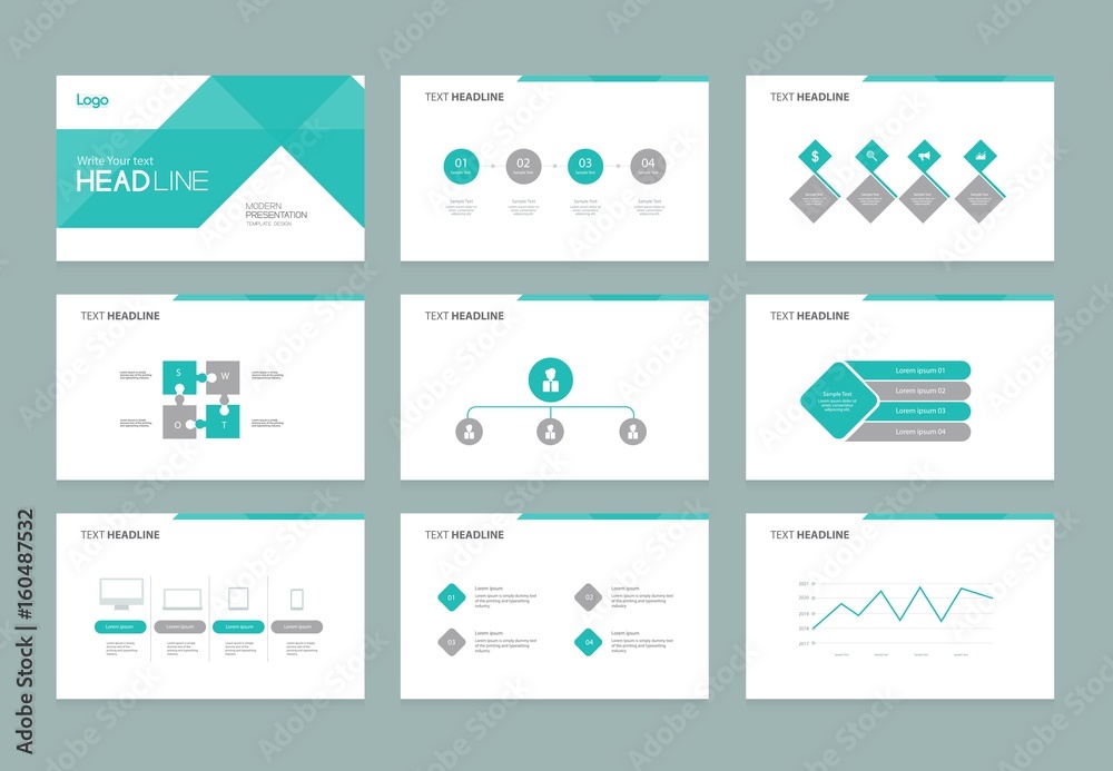 abstract presentation slide template design background with infographic ...