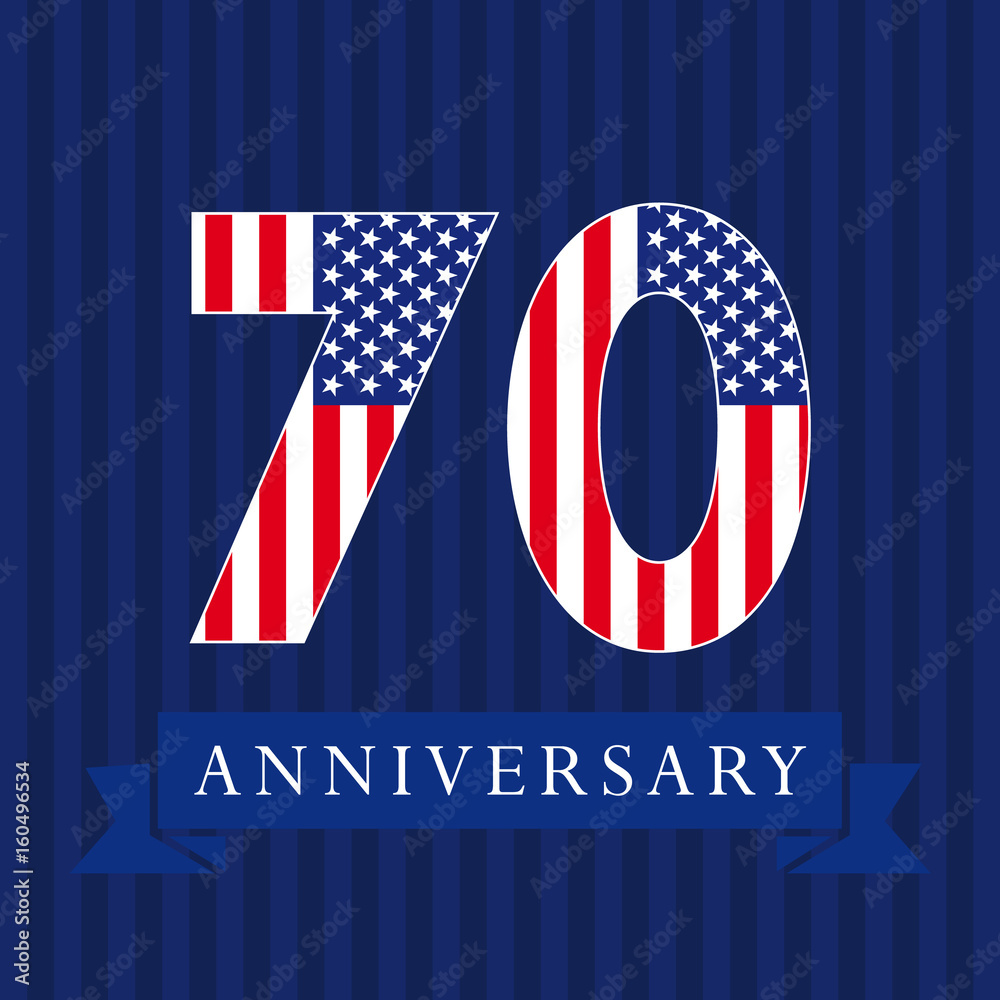 Anniversary 70 US flag logotype. Template of celebrating 70 th ...
