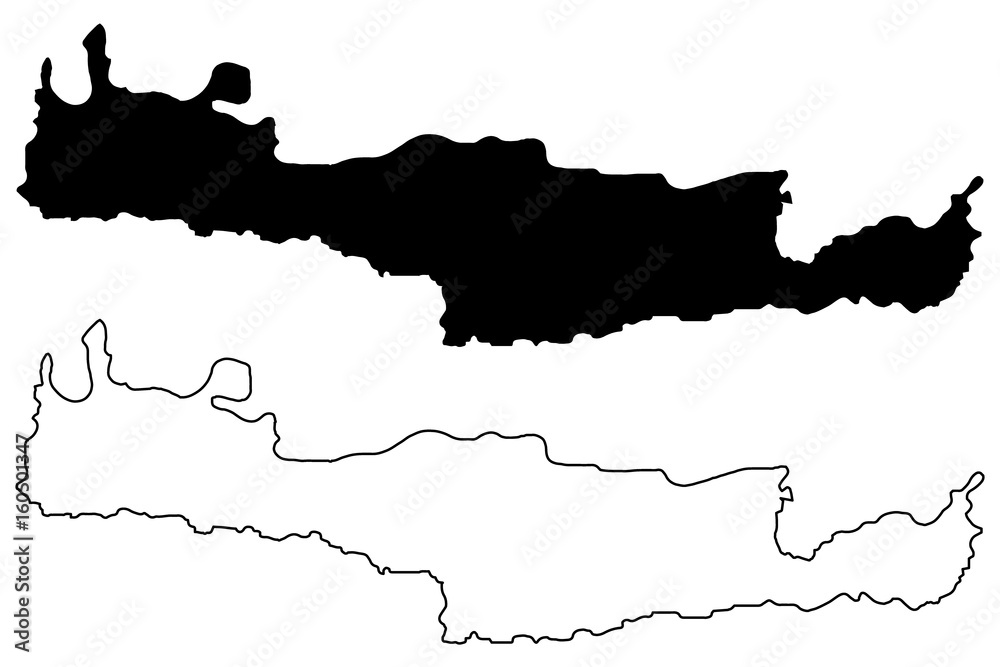 Crete map vector illustration, scribble sketch island of Crete Stock ...