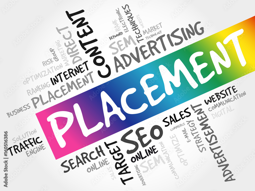 PLACEMENT word cloud collage, business concept background Stock Vector ...