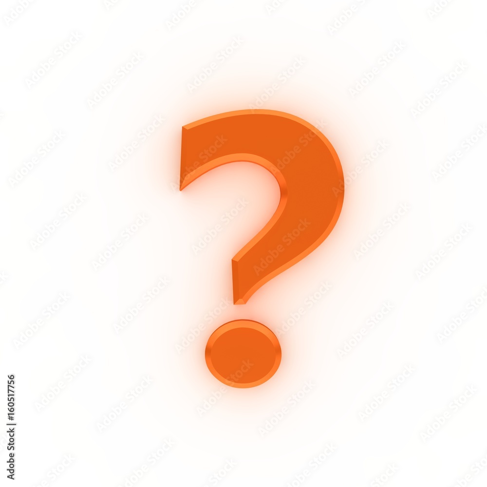 question mark 3d colored orange interrogation point punctuation mark ...