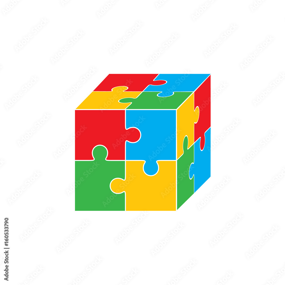 Jigsaw puzzle blank vector 2x2, four pieces Stock Vector | Adobe Stock