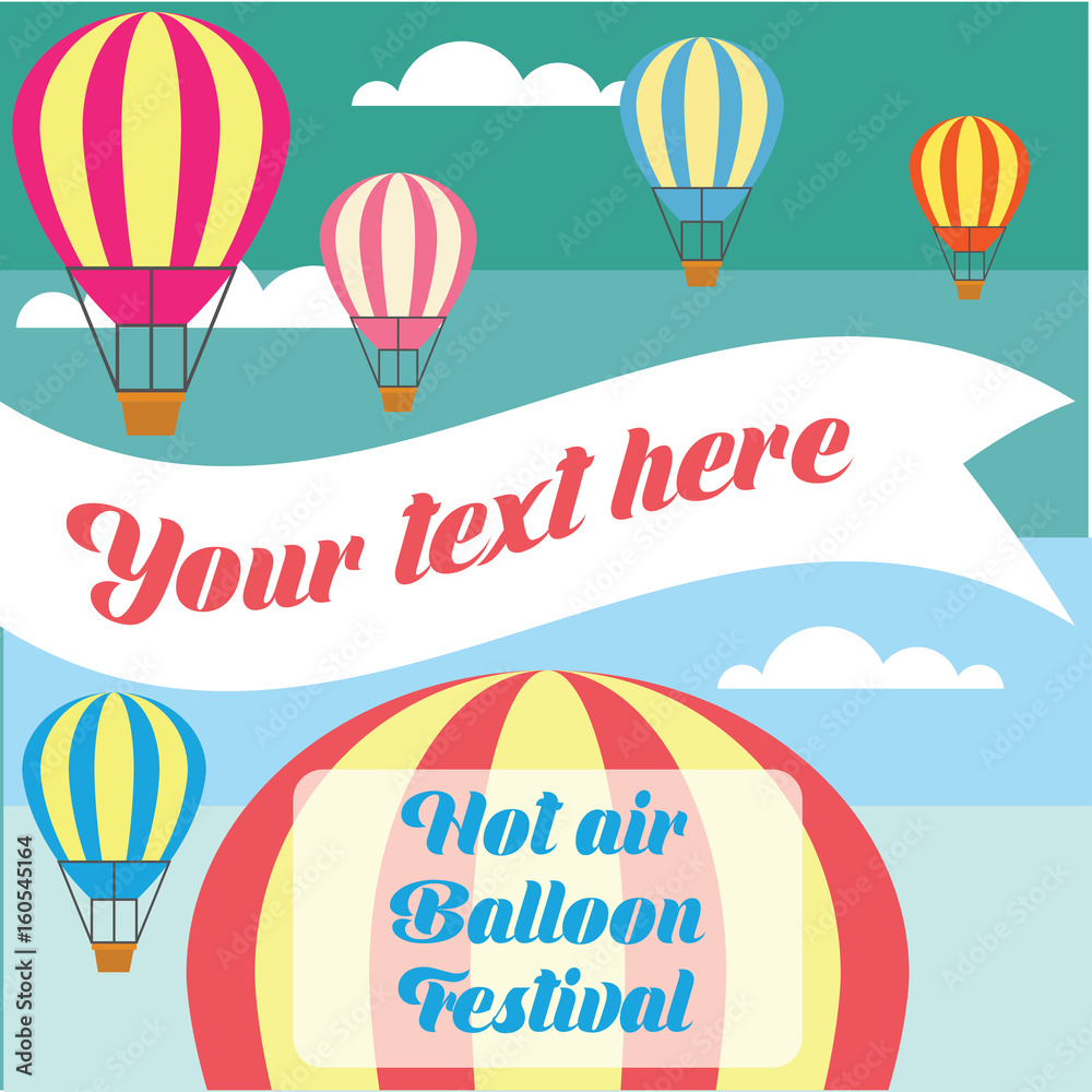 hot air balloon festival / fiesta banner / poster with text space for ...