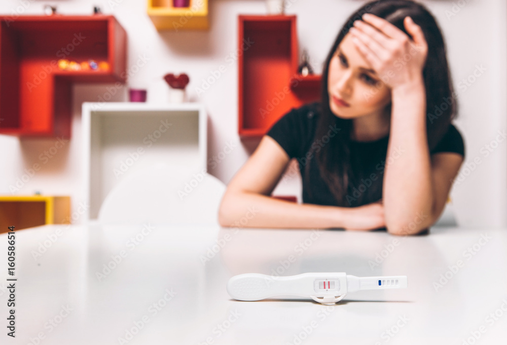 Pregnancy Positive Test Frustrated And Desperate Young Woman