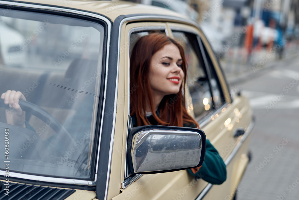 Beautiful woman peeking out the window, breathing fresh air, woman ...