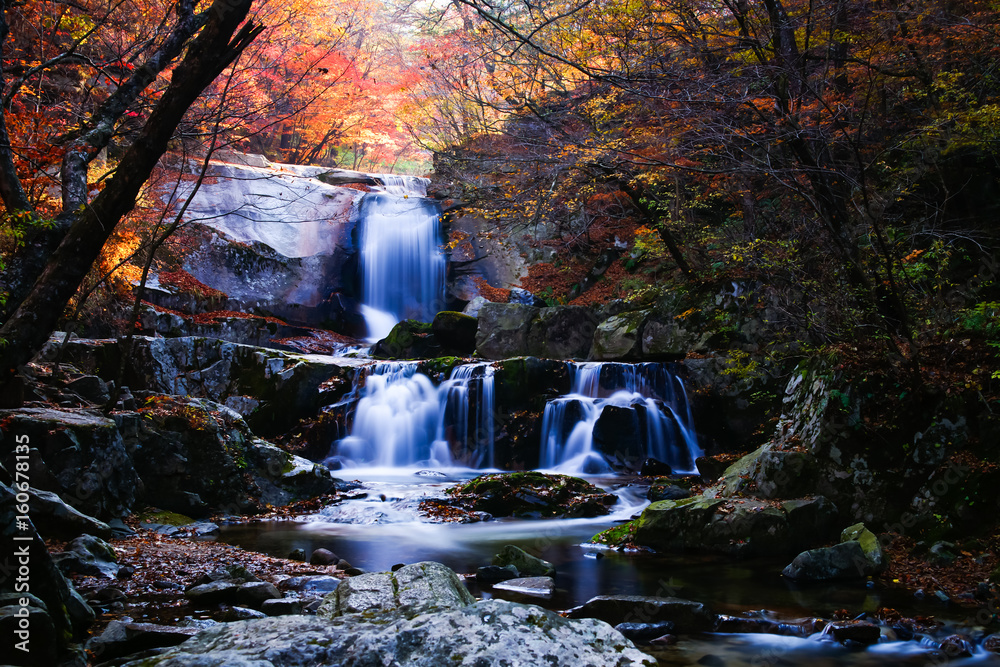 Bangtaesan two-stage waterfall Stock Photo | Adobe Stock