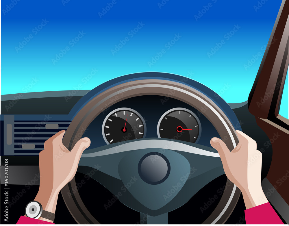 Vector illustration, the driver was driving the car. Stock Vector ...