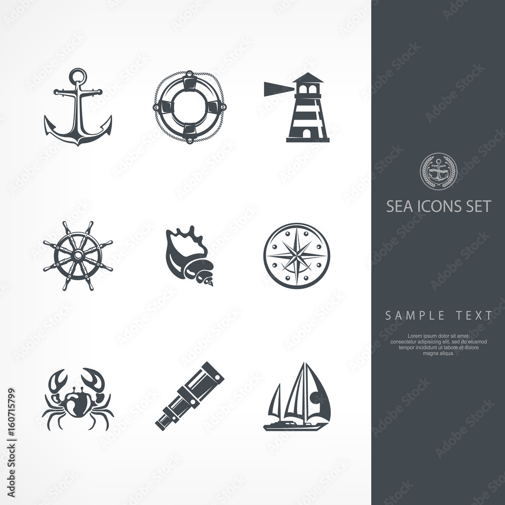 Nautical objects and icons for marine labels logos, Vector Stock Vector ...