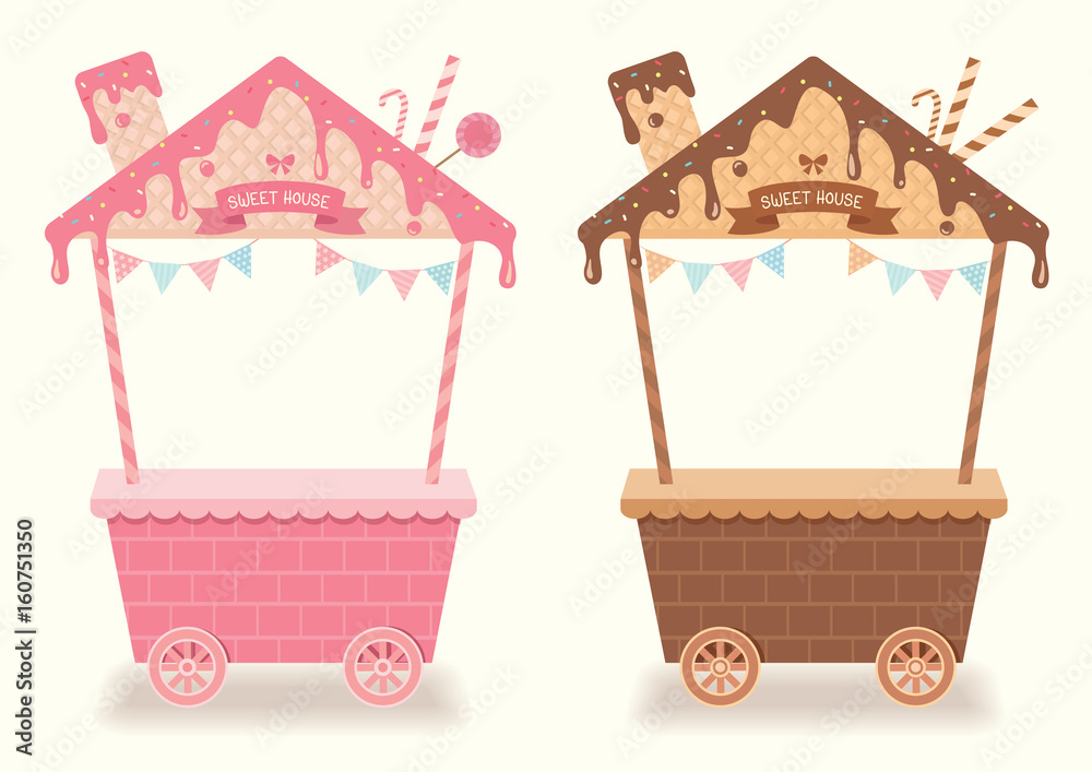 Dessert booth design to house with wafer of strawberry and chocolate ...