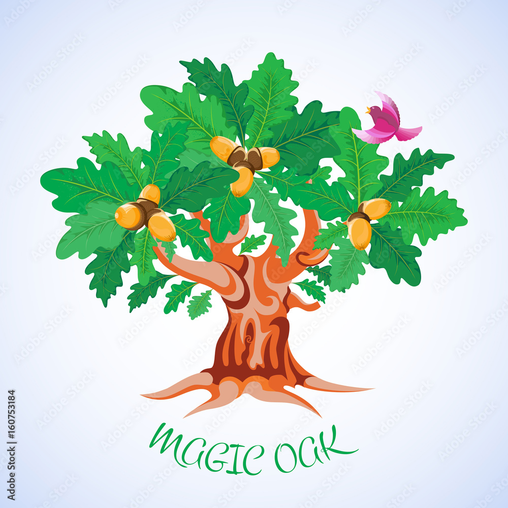 Cartoon Tree With Branches And Roots