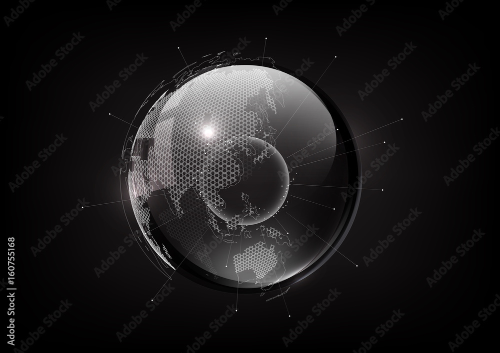 Futuristic technology globe glass sphere in hologram globalization ...