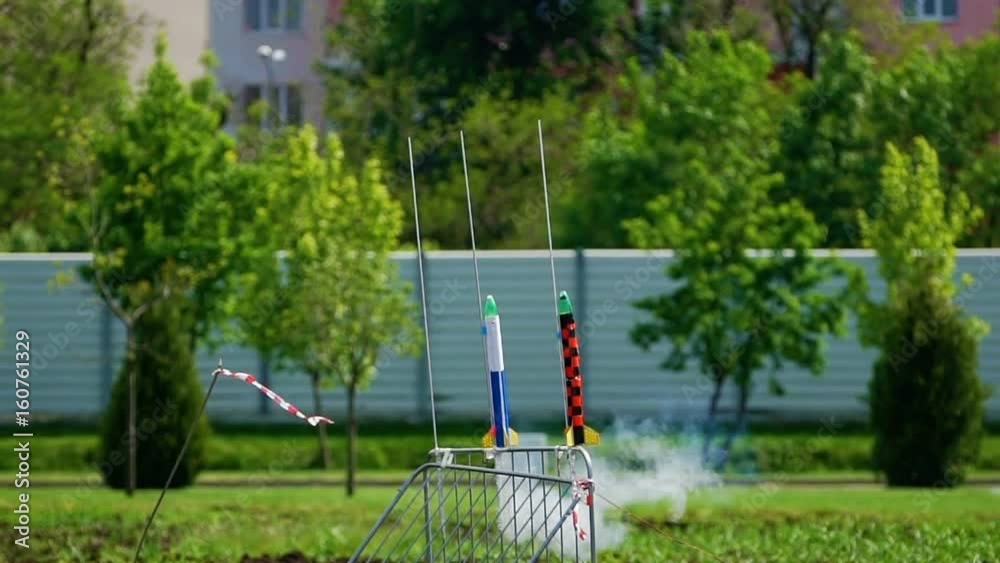 Model Rocket Launch,the Rocket Modeling. Slow motion Stock Video ...