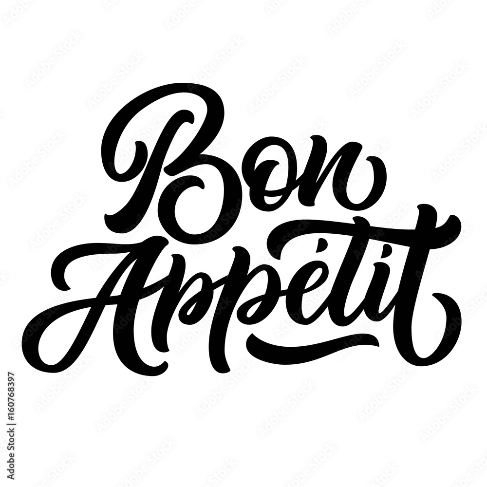 Bon Appetit hand lettering, vintage brush typography, custom writing ...