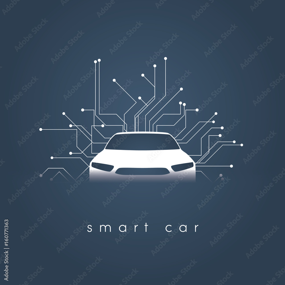 Smart or intelligent car vector concept. Futuristic automotive ...
