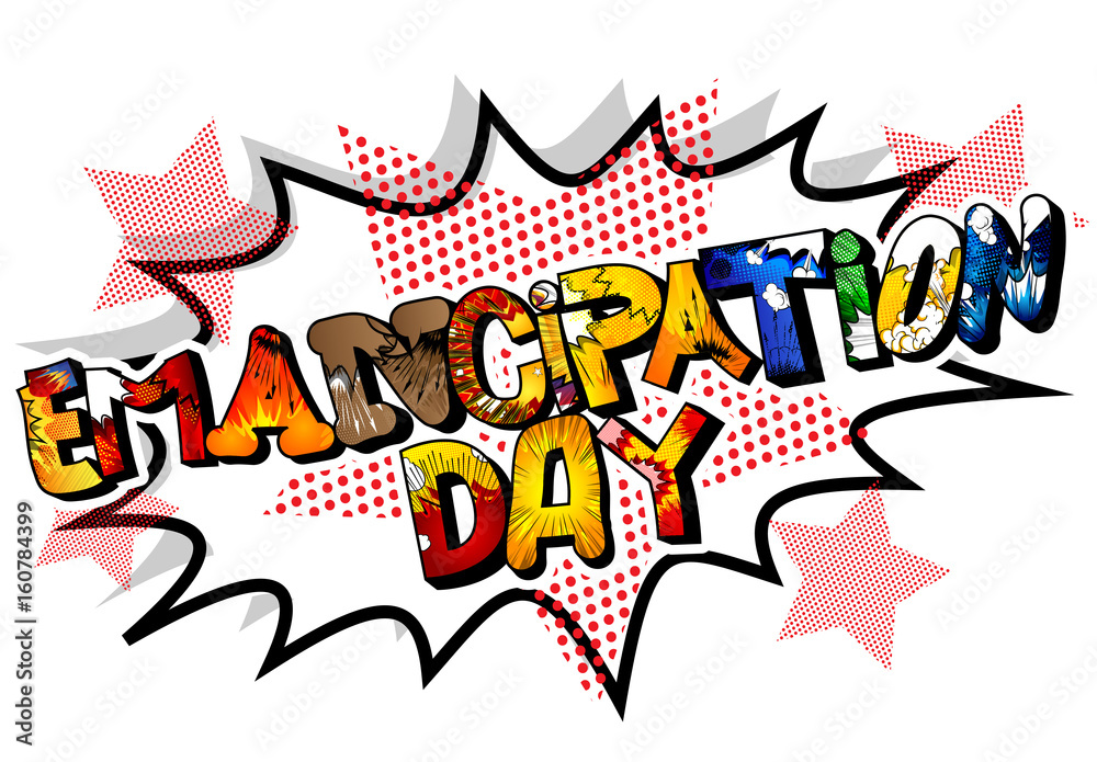 Vector illustrated banner, greeting card or poster for Emancipation day ...