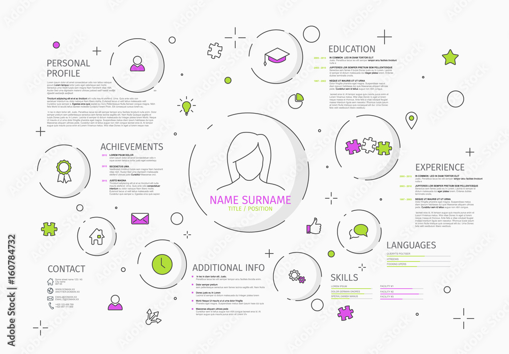 minimalist cv / resume template for girls and women Stock Vector ...