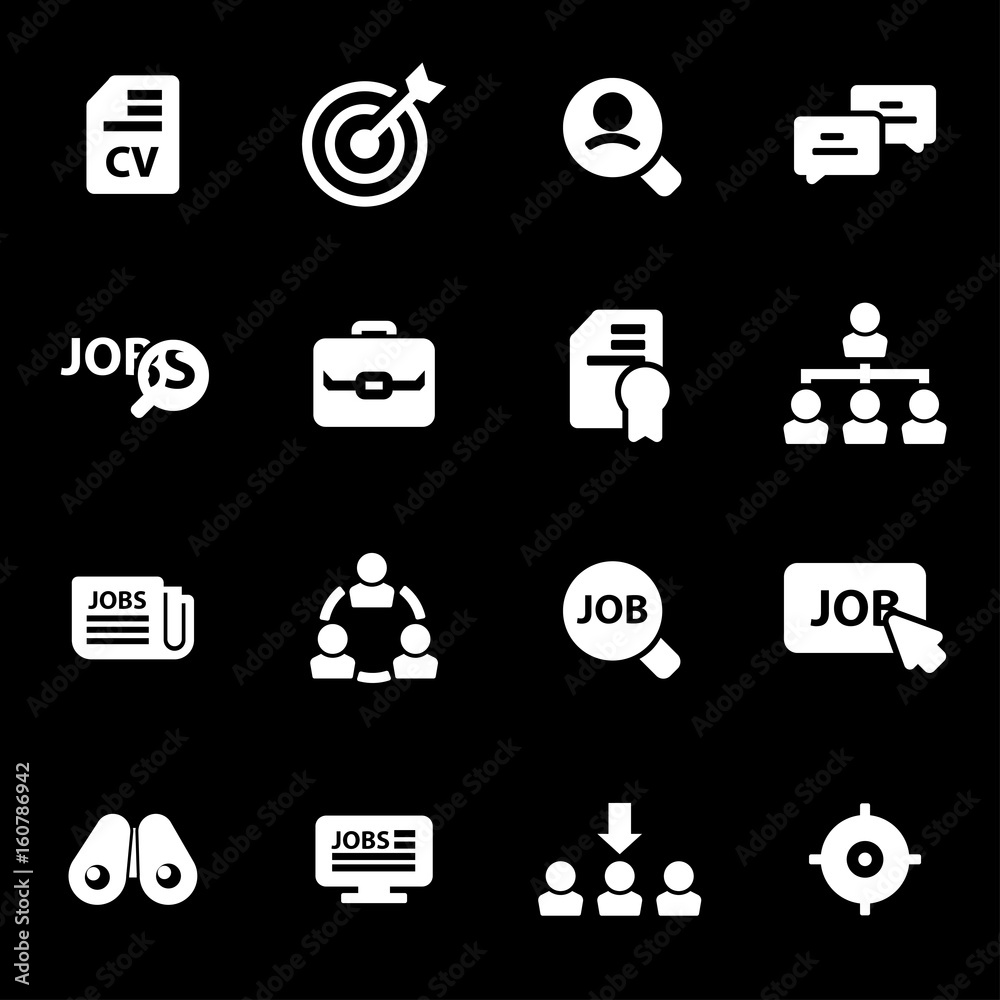 Vector white job search icons set Stock Vector | Adobe Stock