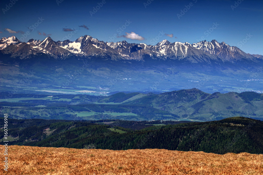 Poprad valley with eastern part of High Tatra range in the background ...