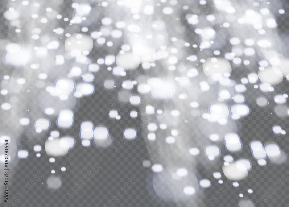 Vector falling snow effect isolated on transparent background with ...