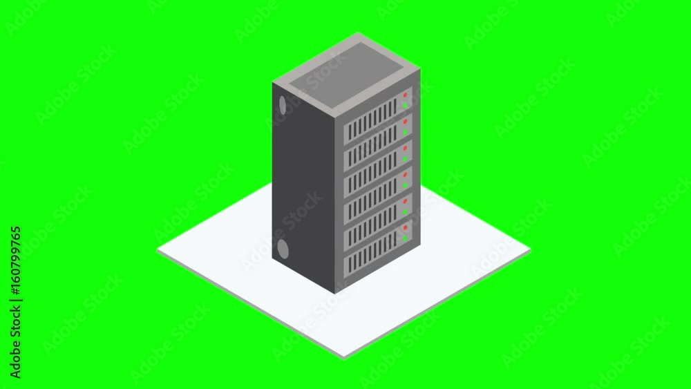 Datacenter server box. Isometric interior with hardware server case ...