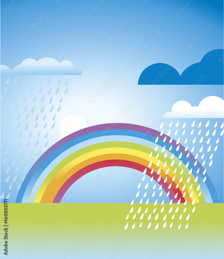 simple rainbow landscape in vivid color. vector illustration for web ...