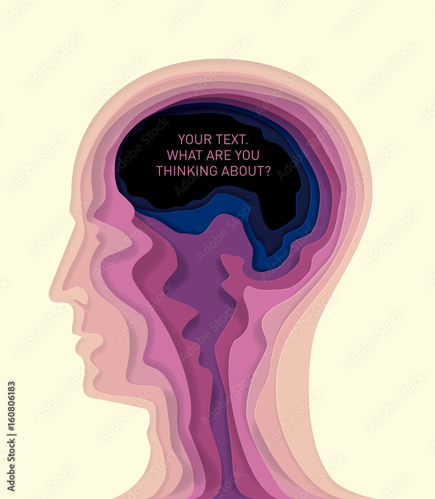 Human head - vector illustration in style of material. Volumetric ...