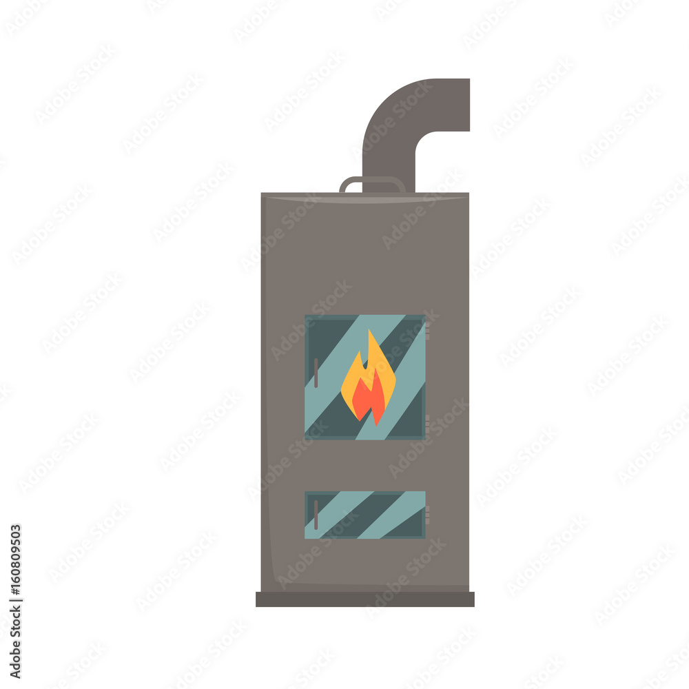 Typical interior iron wood burning stove vector Illustration Stock ...