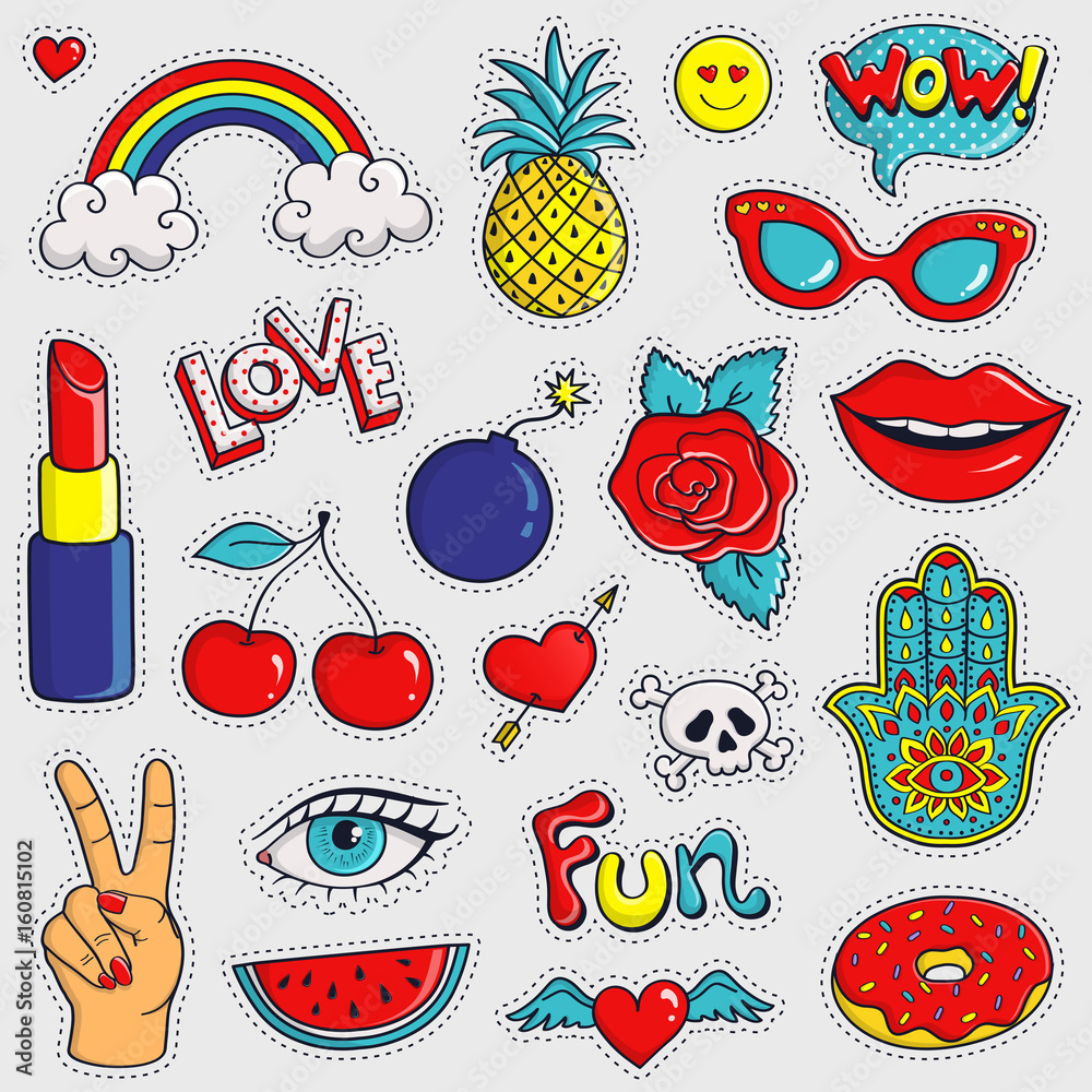 Colorful and trendy patches. Vector stickers. vector de Stock | Adobe Stock