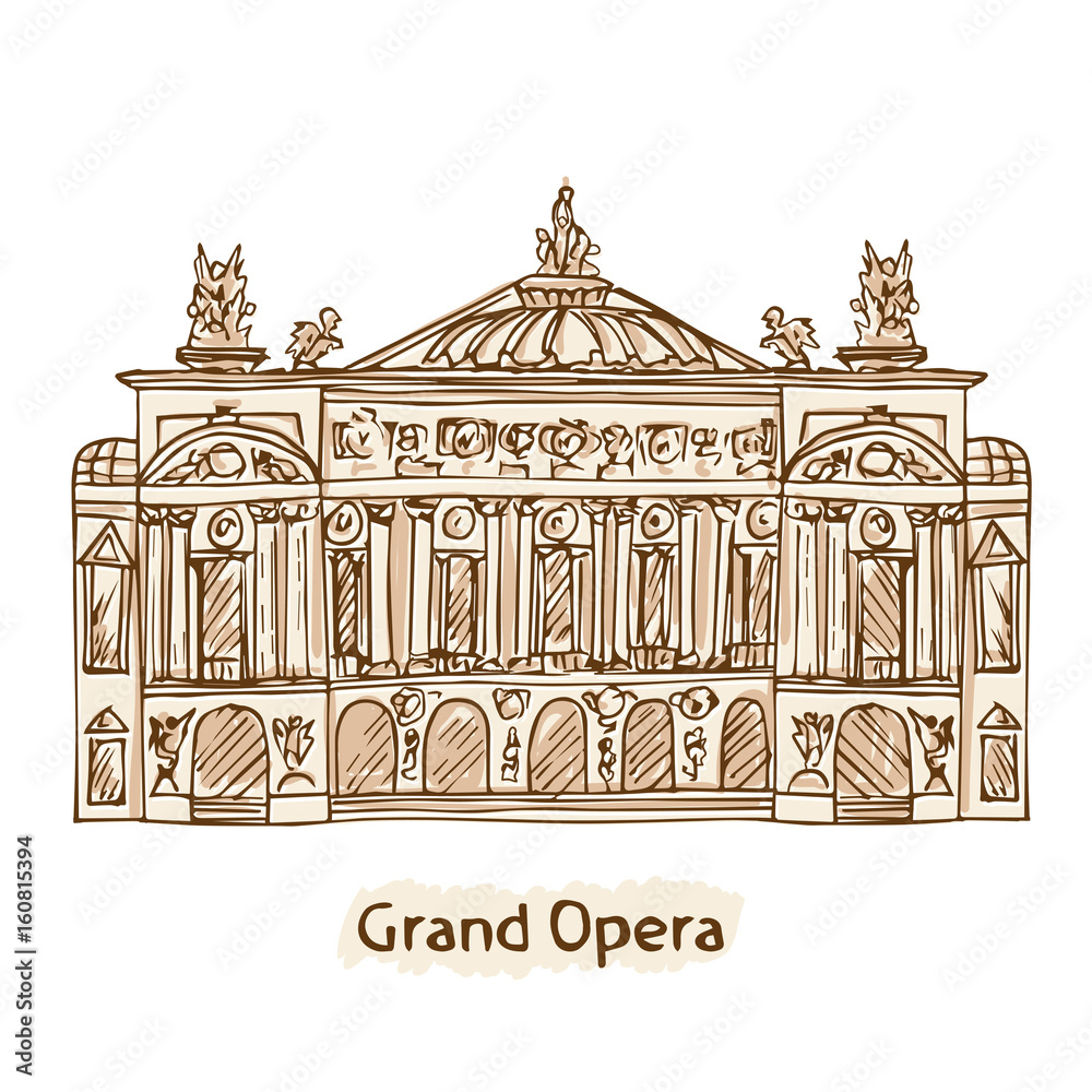 Grand Opera. Hand drawn Paris landmark Stock Vector | Adobe Stock
