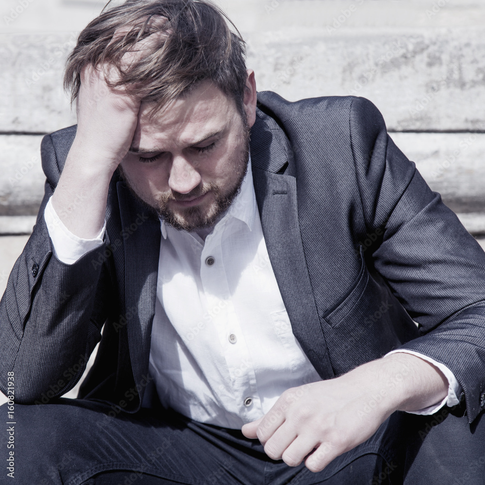 depressed man (body language, gestures, psychological portrait) Stock ...